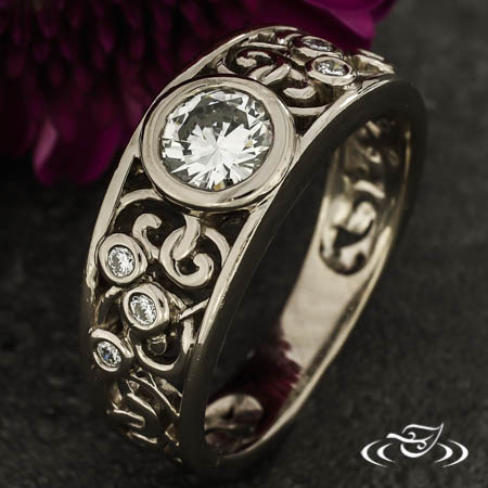Carved Swirl Engagement Band