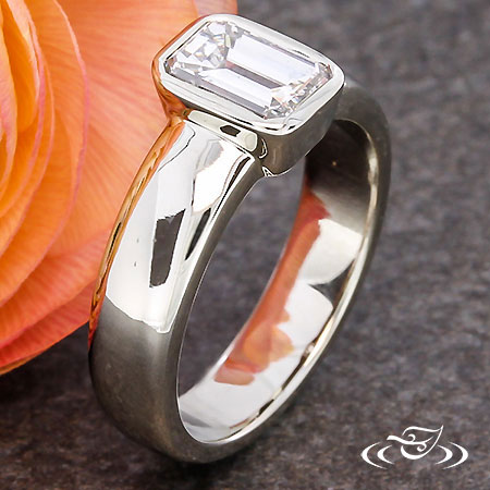 Custom Bezel Set Emerald Ring