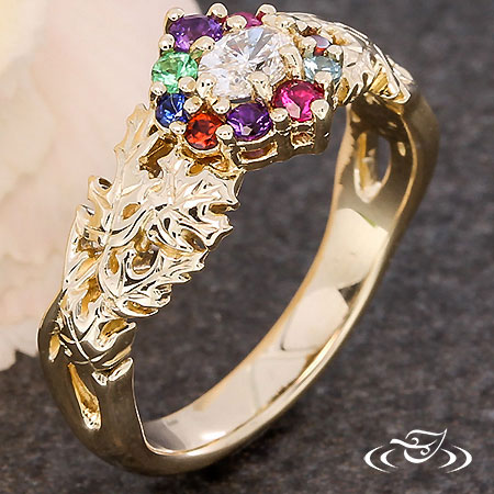 14K Yellow Gold Family Birthstone Ring
