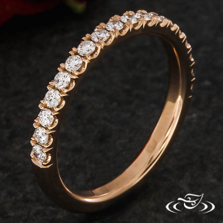 Scalloped Fishtail 14Kt Rose Gold Diamond Band