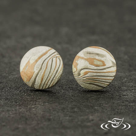 Mokume Disk Earrings