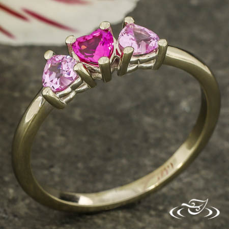 Three Stone Heart Ring