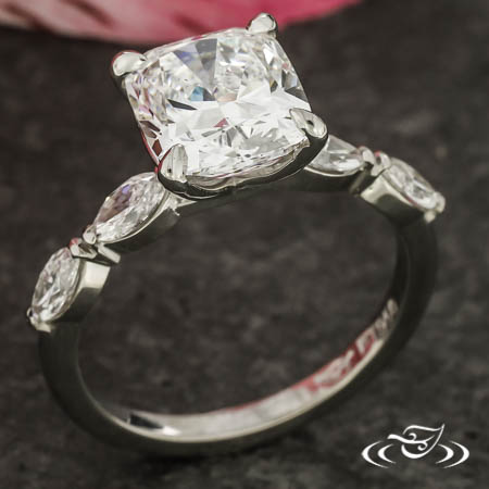 Marquise And Cushion-Cut Engagement Ring