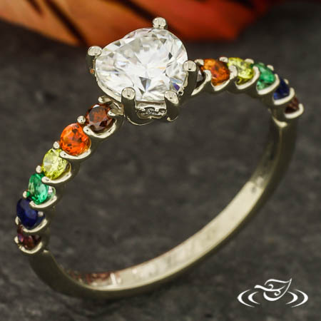 Rainbow & Heart Engagement Ring