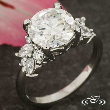 Platinum Engagement Ring With Diamond Clusters