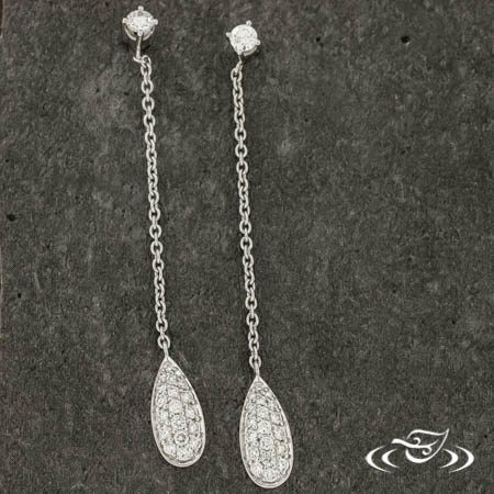14K White Gold Pavé Pear Drop Earrings