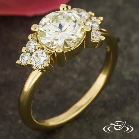 Asymmetrical Cluster Engagement Ring