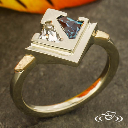 Geometric Shield Engagement Ring