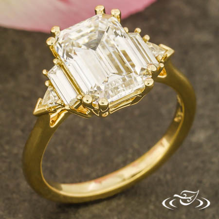 Emerald Cluster Engagement Ring With Baguettes And Triangles