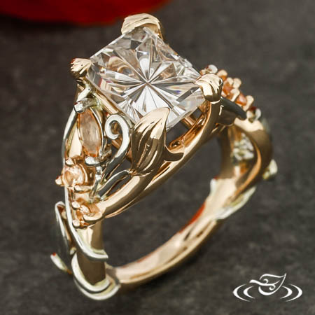 Two-Tone Leaf-And-Vine Engagement Ring