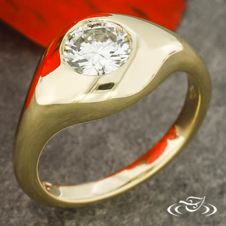Signet Style Ring With Flush Set Heirloom Diamond