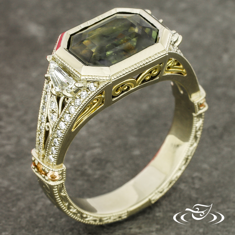 18Kt White Gold Split-Shoulder Engagement Ring