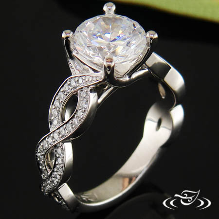 Platinum Cross-Over Twist Trellis Diamond Ring